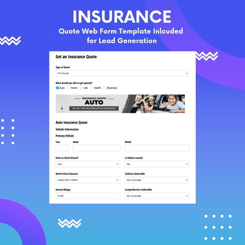 Insurance Website Canva Template With Customizable Quote Form - Etsy