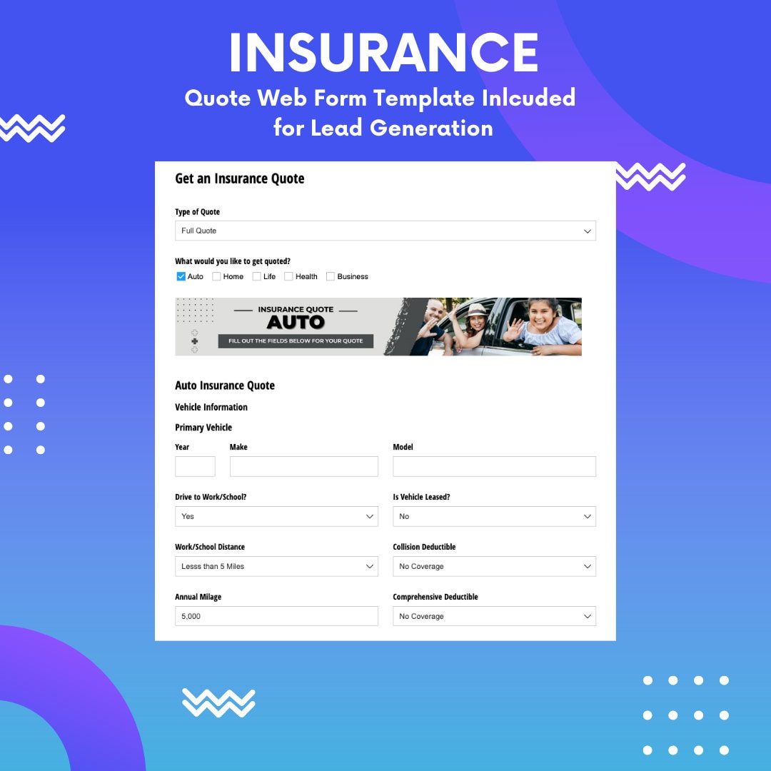 Insurance Website Canva Template With Customizable Quote Form - Etsy