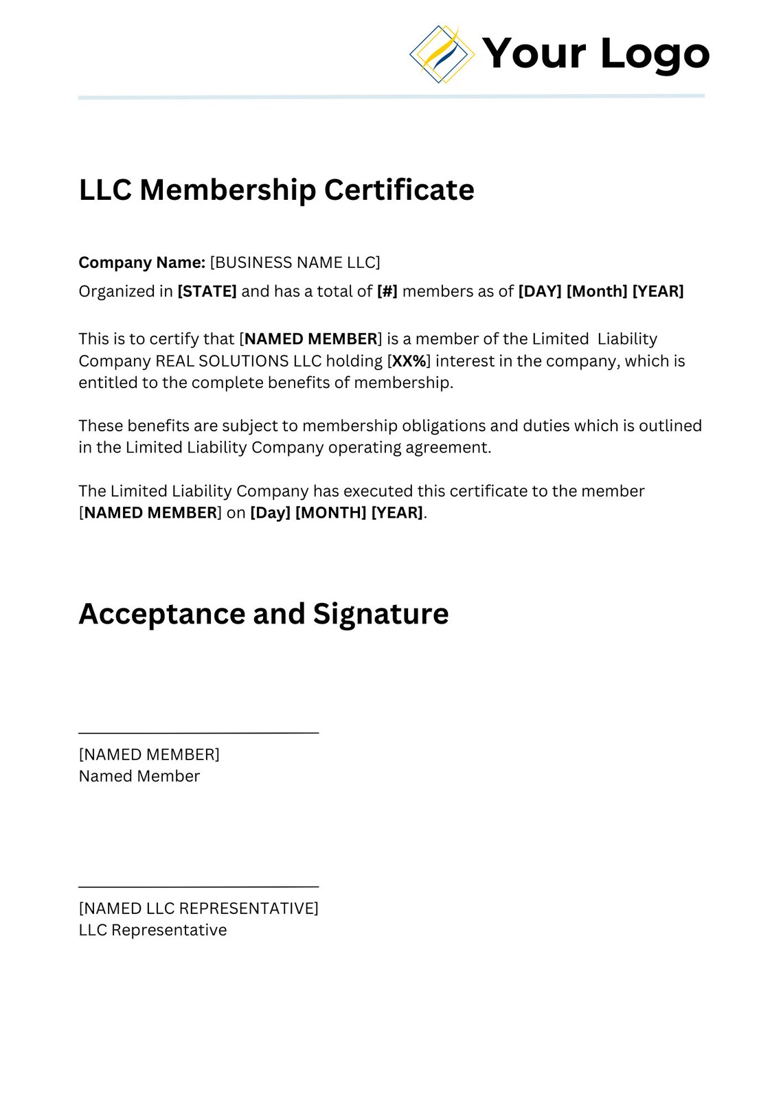 LLC Membership Certificate - Etsy
