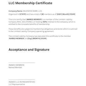 LLC Membership Certificate - Etsy