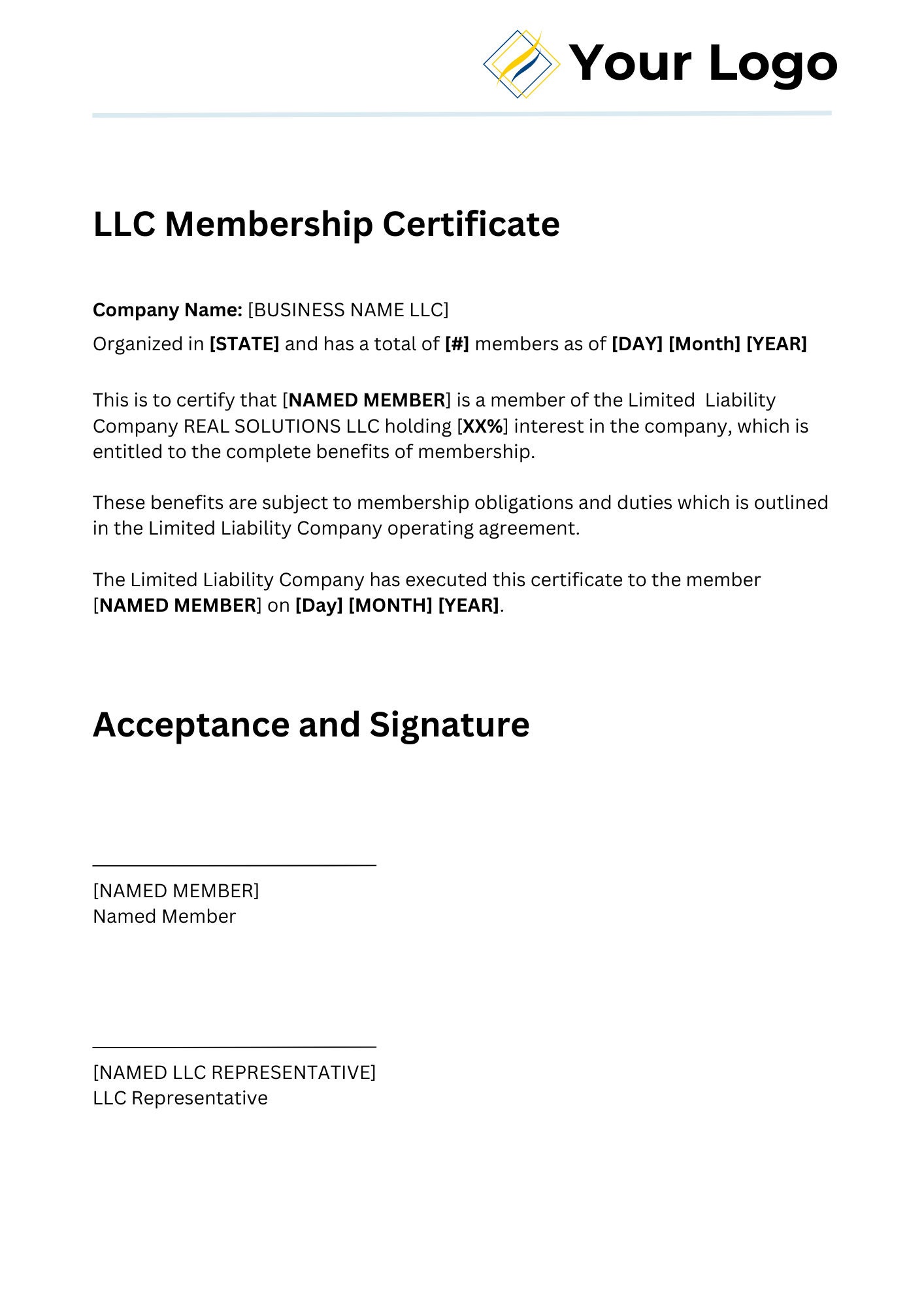 LLC Membership Certificate - Etsy