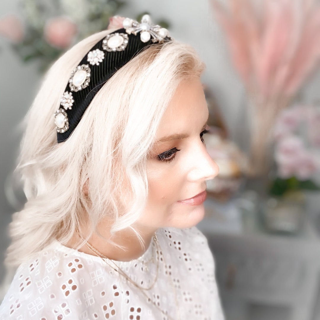 Pearl Black Padded Headband-hair Accessories-headband - Etsy