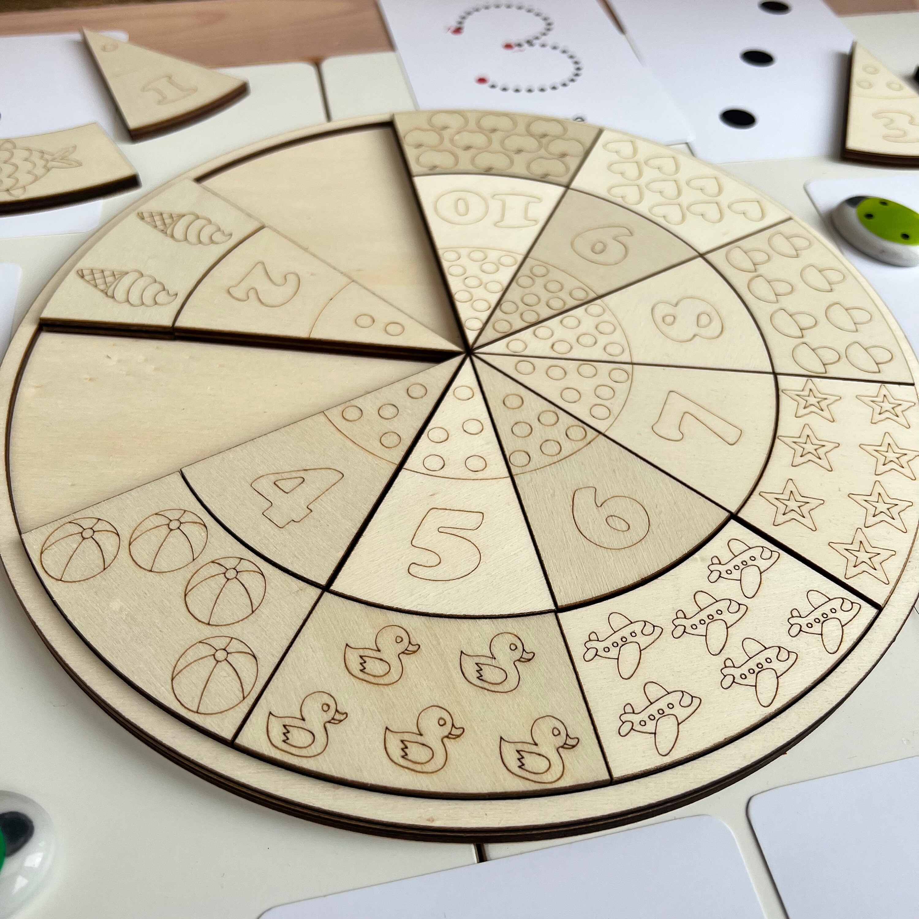 Wooden Large Counting Puzzle Pizza Counting Childrens - Etsy UK