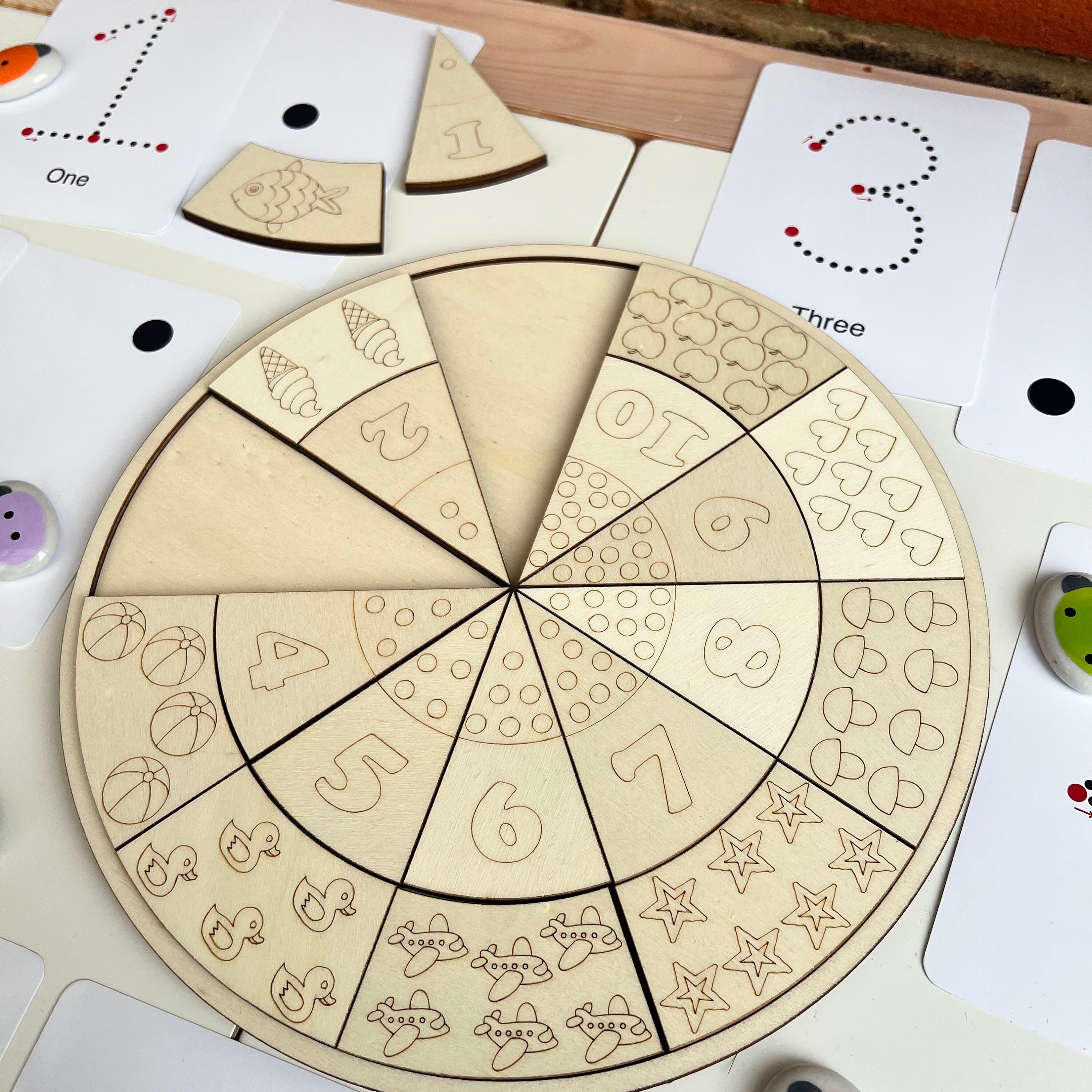 Wooden Large Counting Puzzle Pizza Counting Childrens - Etsy UK