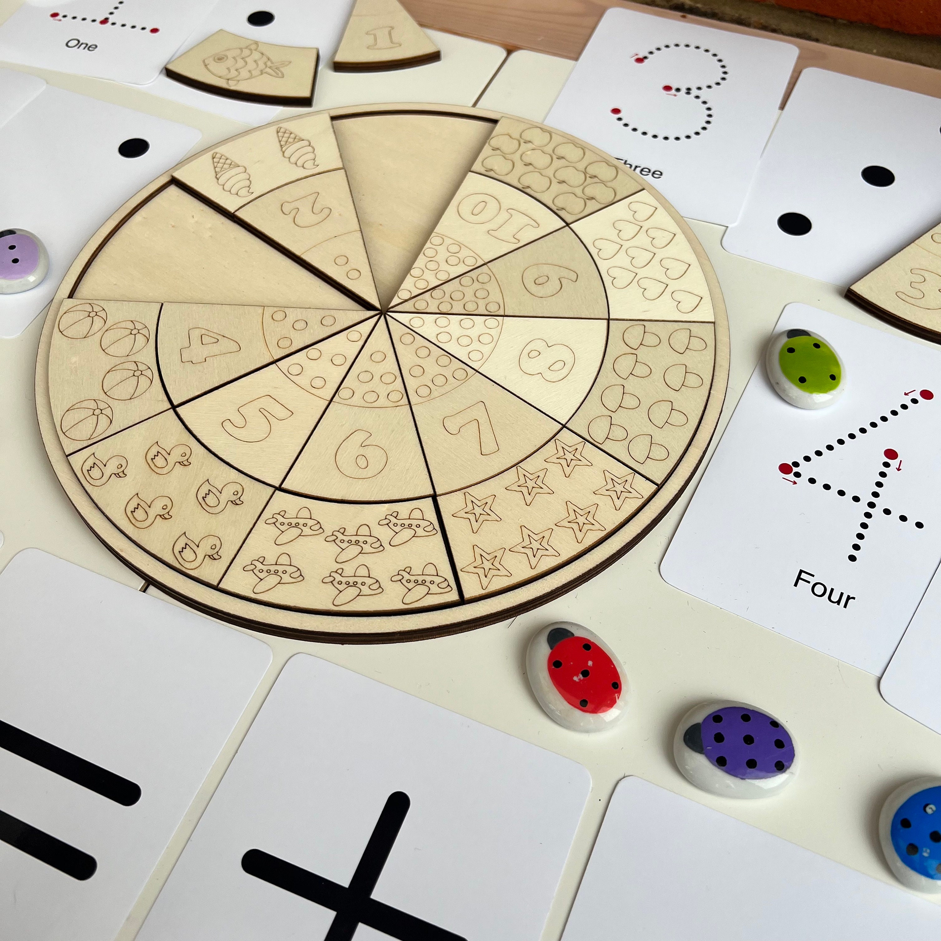 Wooden Large Counting Puzzle Pizza Counting Childrens - Etsy UK