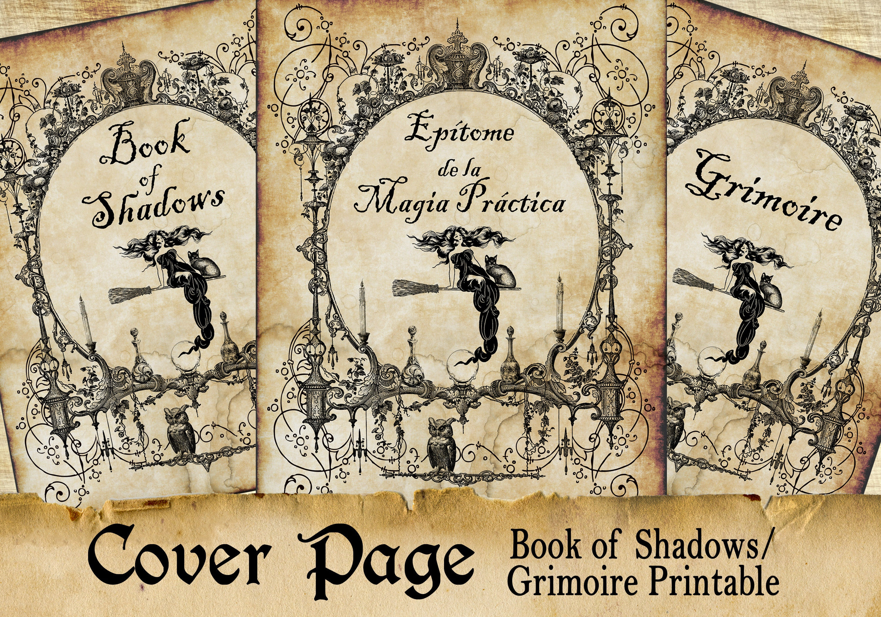 Cover Page Printable / Grimoire Download / Book of Shadows PDF / Spell ...