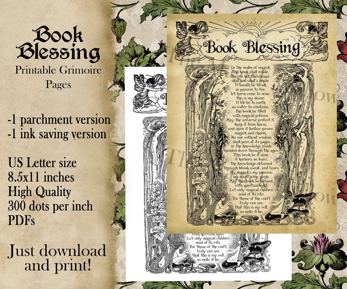 Book Blessing Printable / Grimoire Downloads / Book of Shadows ...