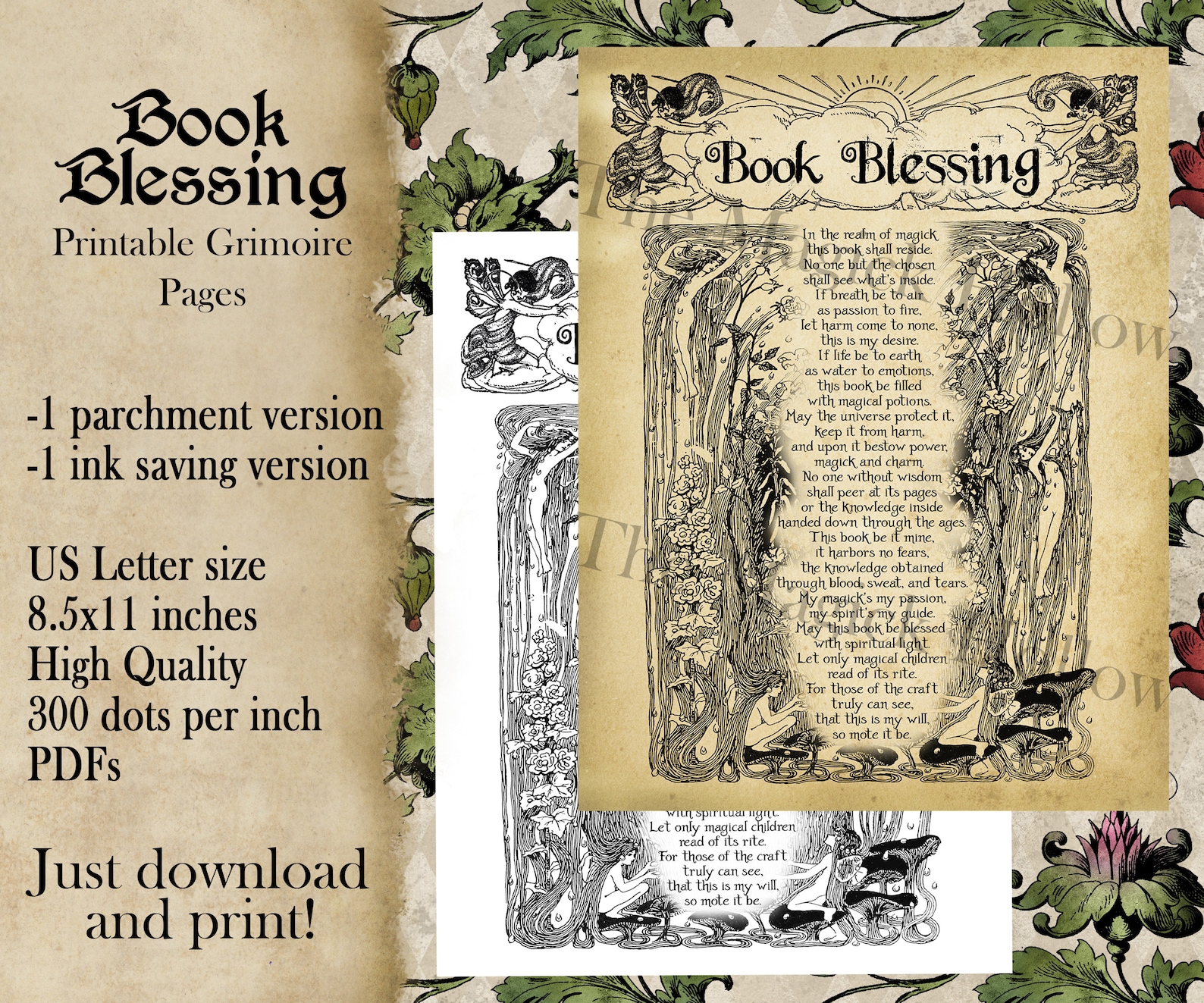 Book Blessing Printable / Grimoire Downloads / Book of Shadows ...