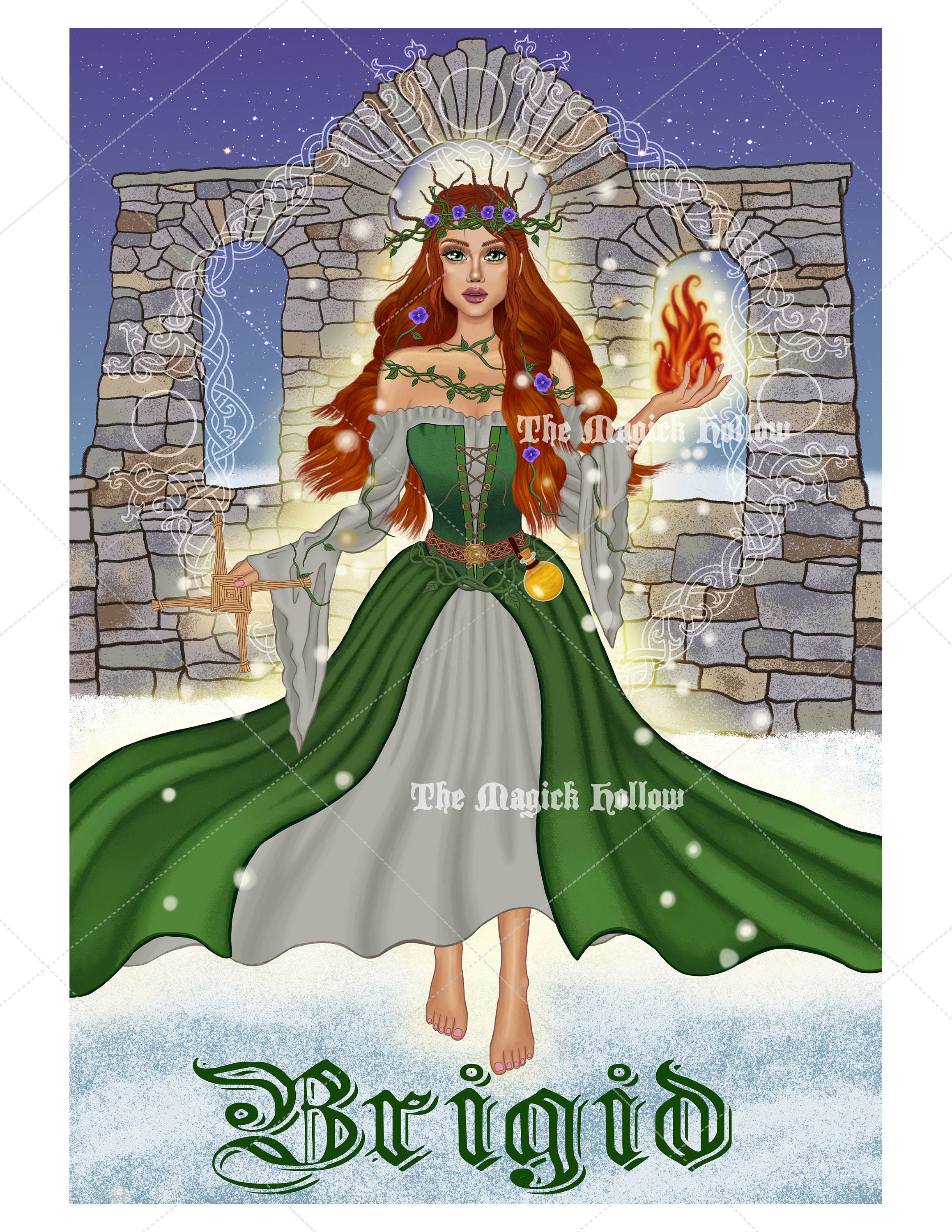 Goddess Brigid Art Print , Brigit Celtic Goddess , Pagan Goddess ...