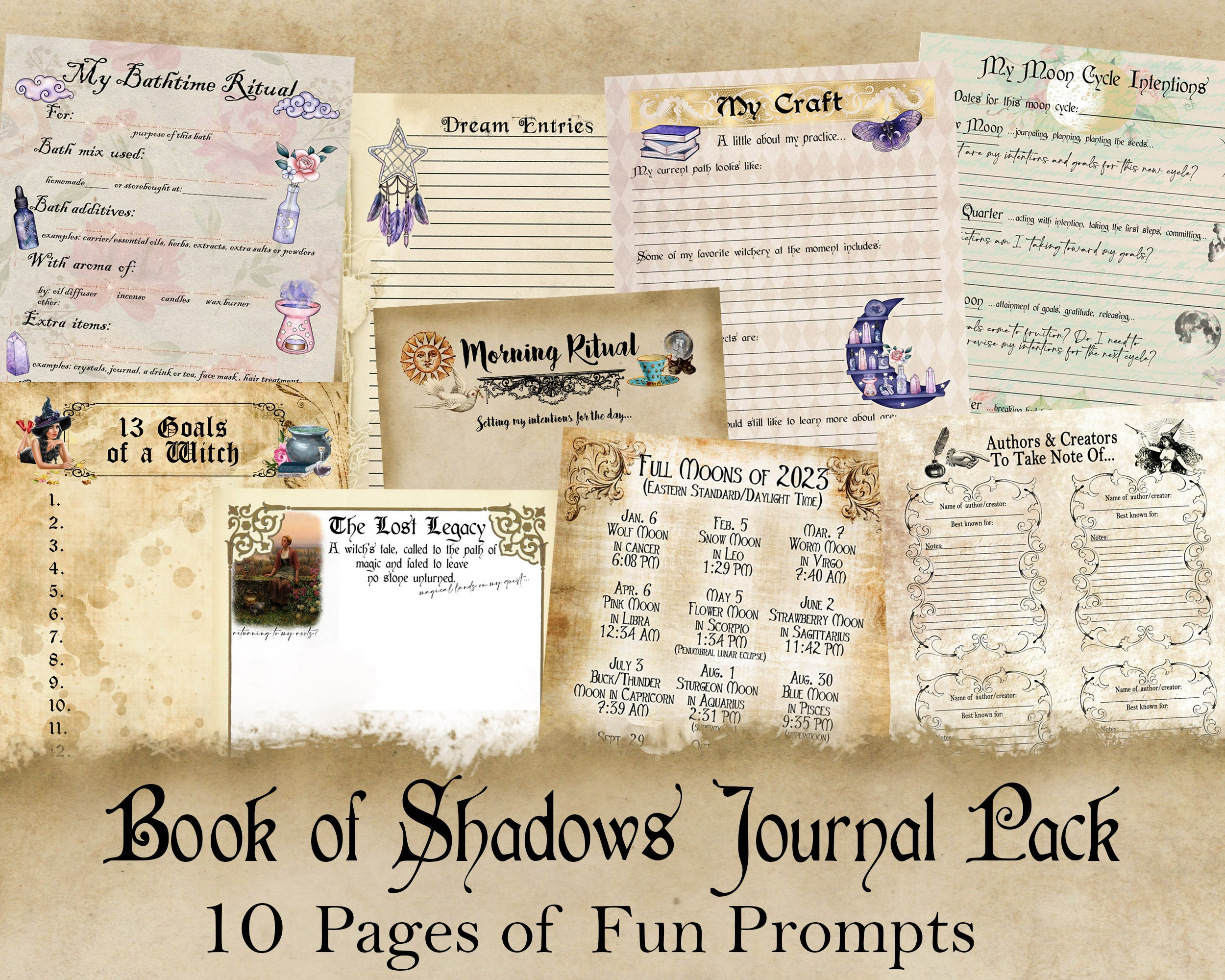 Book of Shadows Journal Pages / Book of Shadows Printables / Grimoire ...
