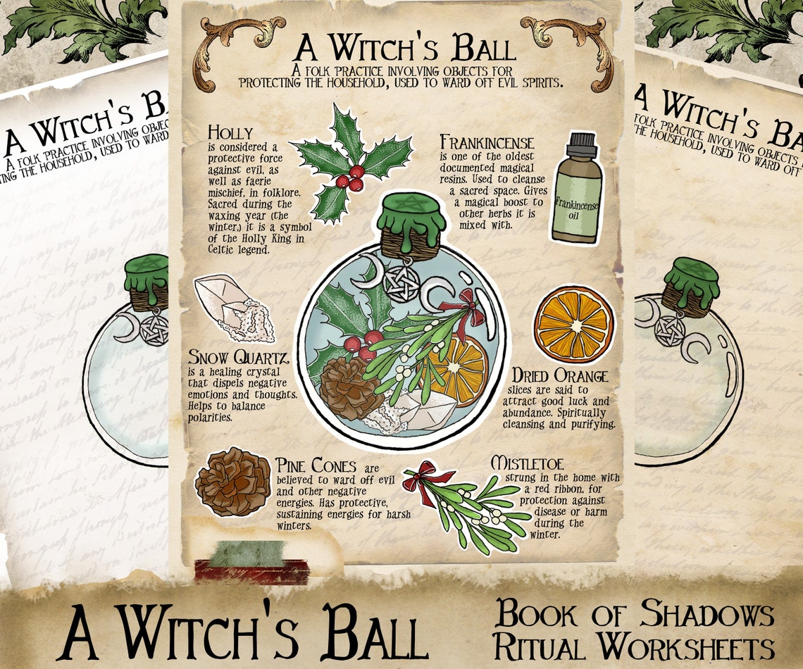 Witch's Ball Ritual Worksheet Printable / Printable Grimoire / Book of ...