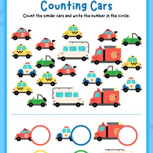 Counting Car Worksheet - Etsy