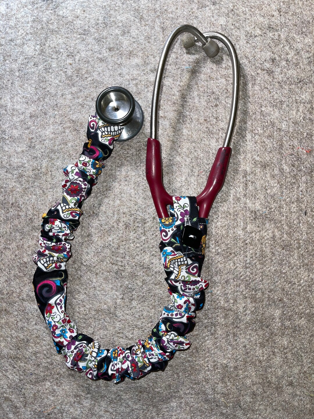 Stethoscope Scrunchie Cover - Black Sugar Skulls Pattern - Etsy