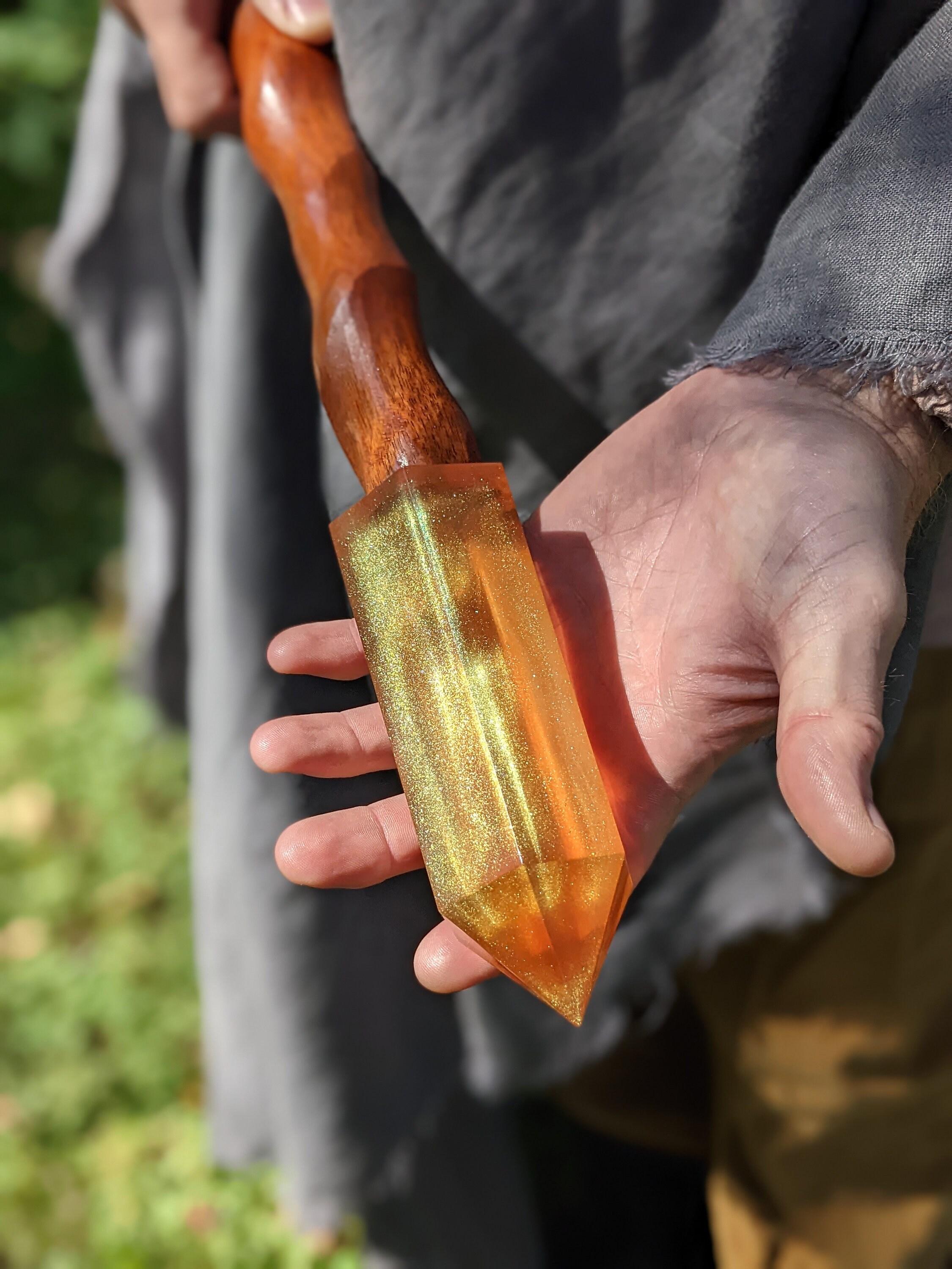 Red Mahogany Scepter Golden Crystal Resin Head Piece on a - Etsy