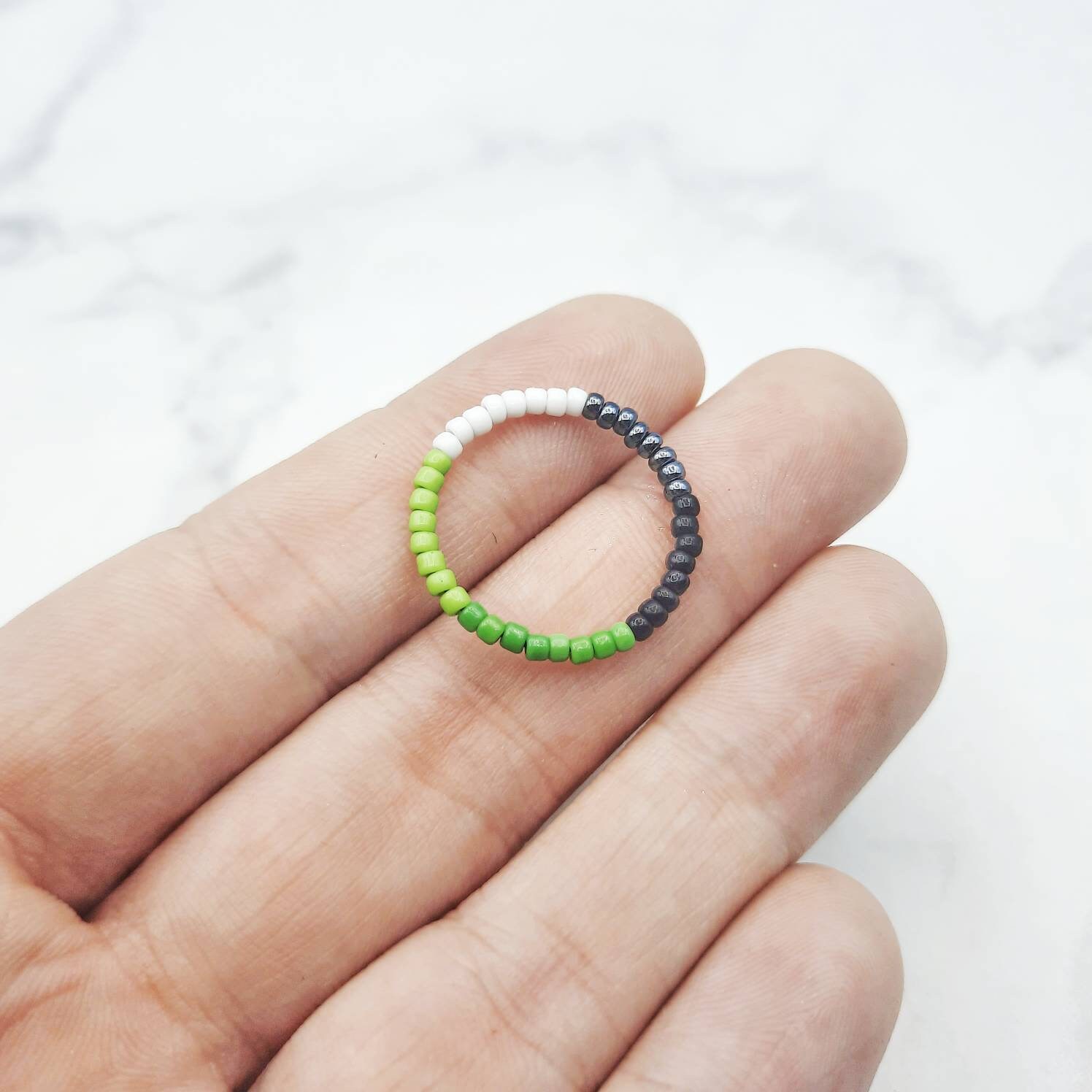 Flexible ARO Pride Aromantic Beaded Minimalist Ring LGBTQ | Etsy