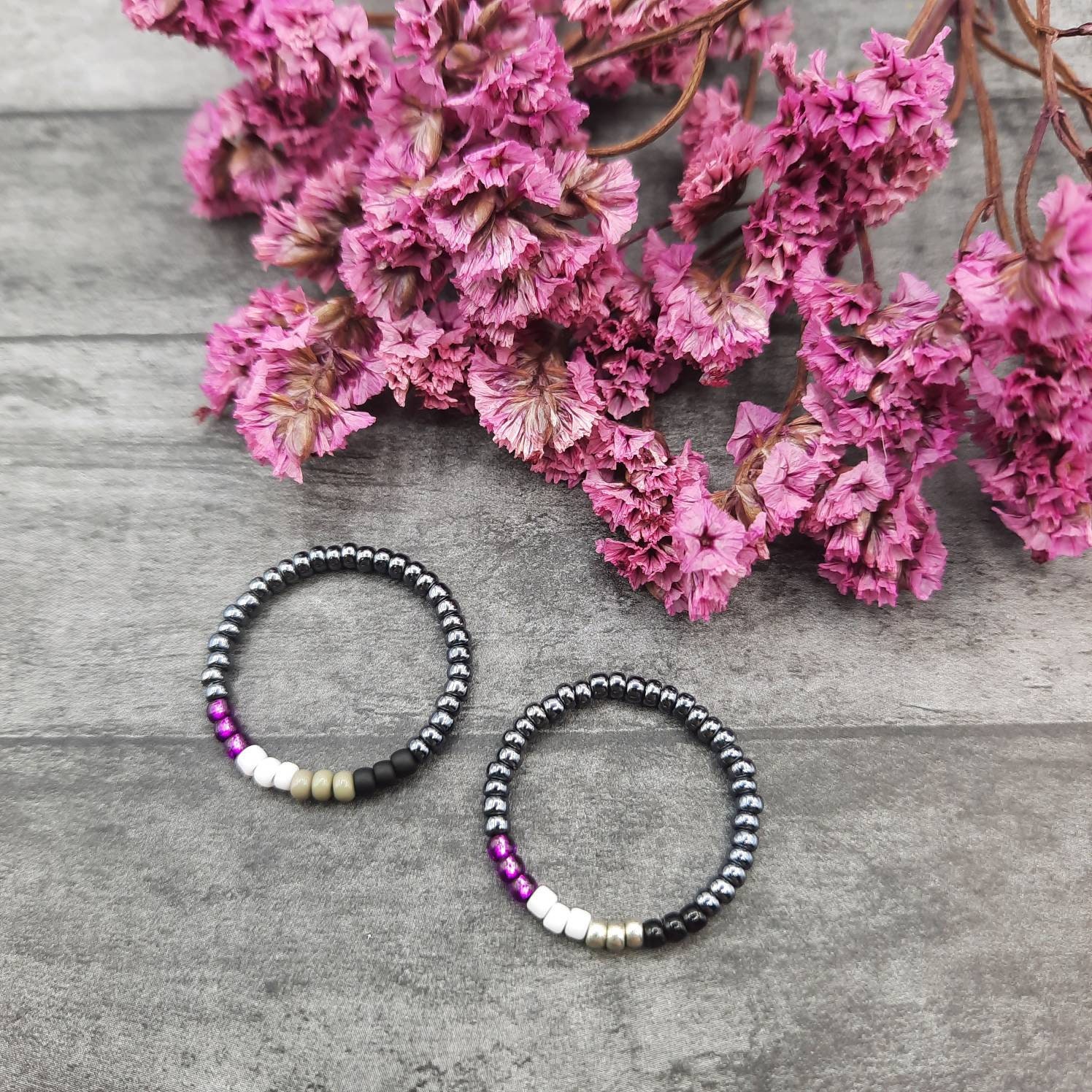 Flexible ACE Pride Asexual Beaded Minimalist Ring LGBTQ Flag - Etsy