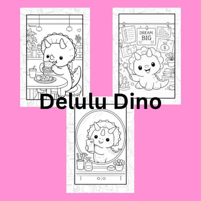 Delulu Dino Being Gen Z Coloring Pages | Printable Digital Coloring ...