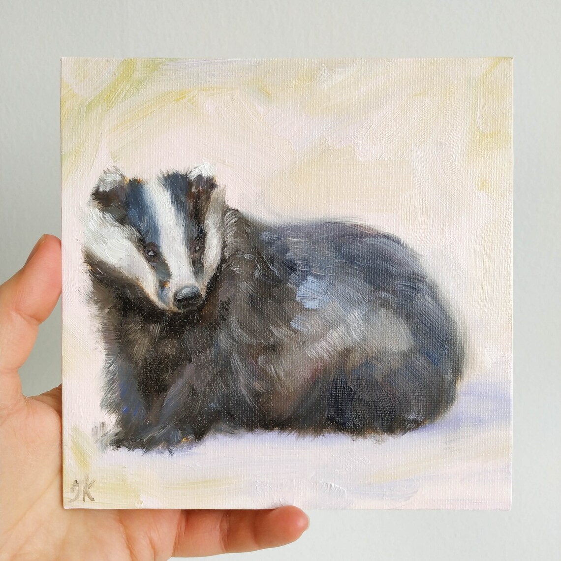 Badger Painting Original Forest Animal Artwork on Small - Etsy