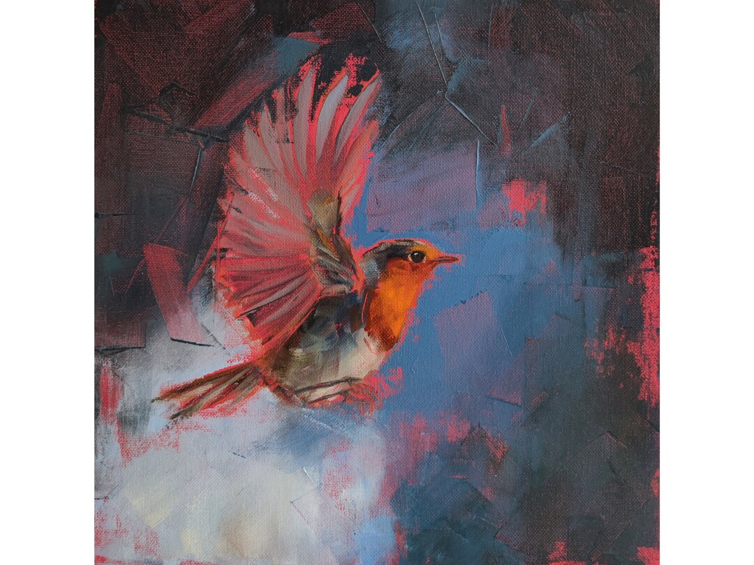 Original Robin Oil Painting, Bird Wall Art by Iryna Khort, European ...