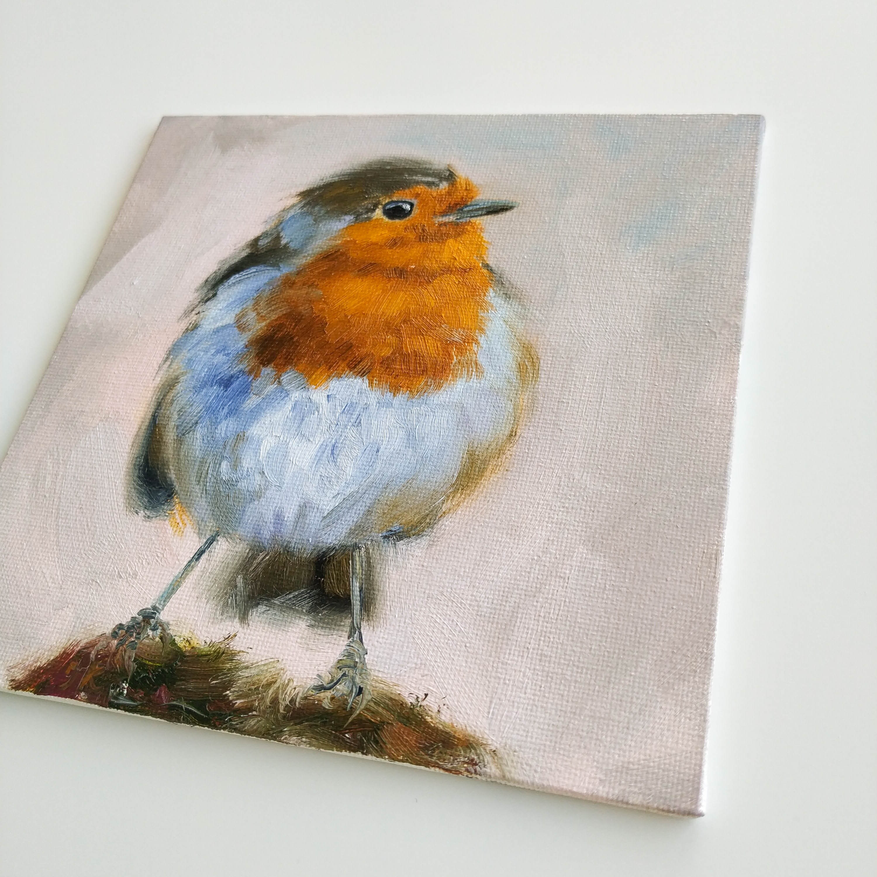 Robin Painting Original Bird Oil Artwork on Canvas Panel 6 by | Etsy