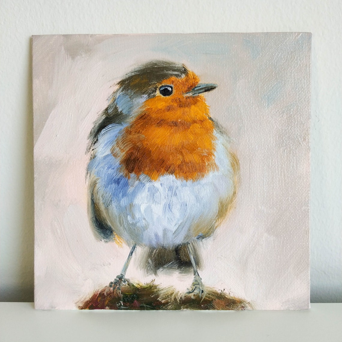 Robin Painting Original Bird Oil Artwork on Canvas Panel 6 by | Etsy