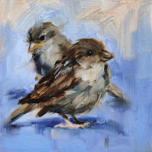 Sparrows Painting - Etsy