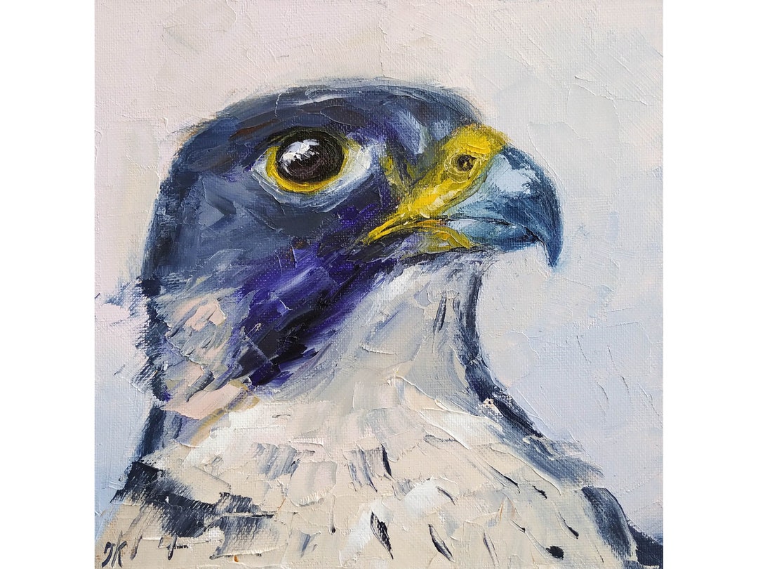 Peregrine Falcon Painting Original Bird Wall Art on Small - Etsy UK