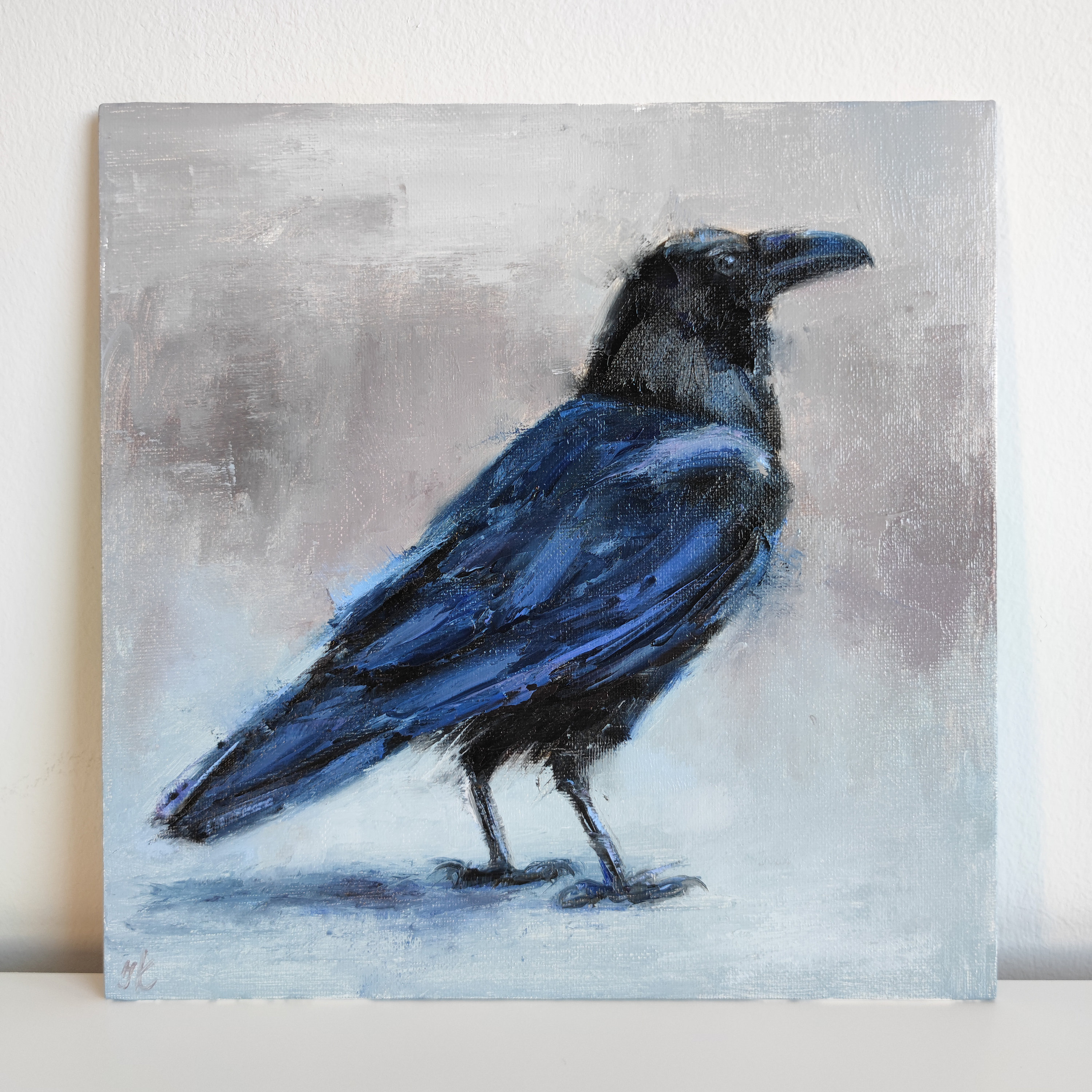 Raven Painting Original Crow Wall Art 10 by 10 Bird - Etsy