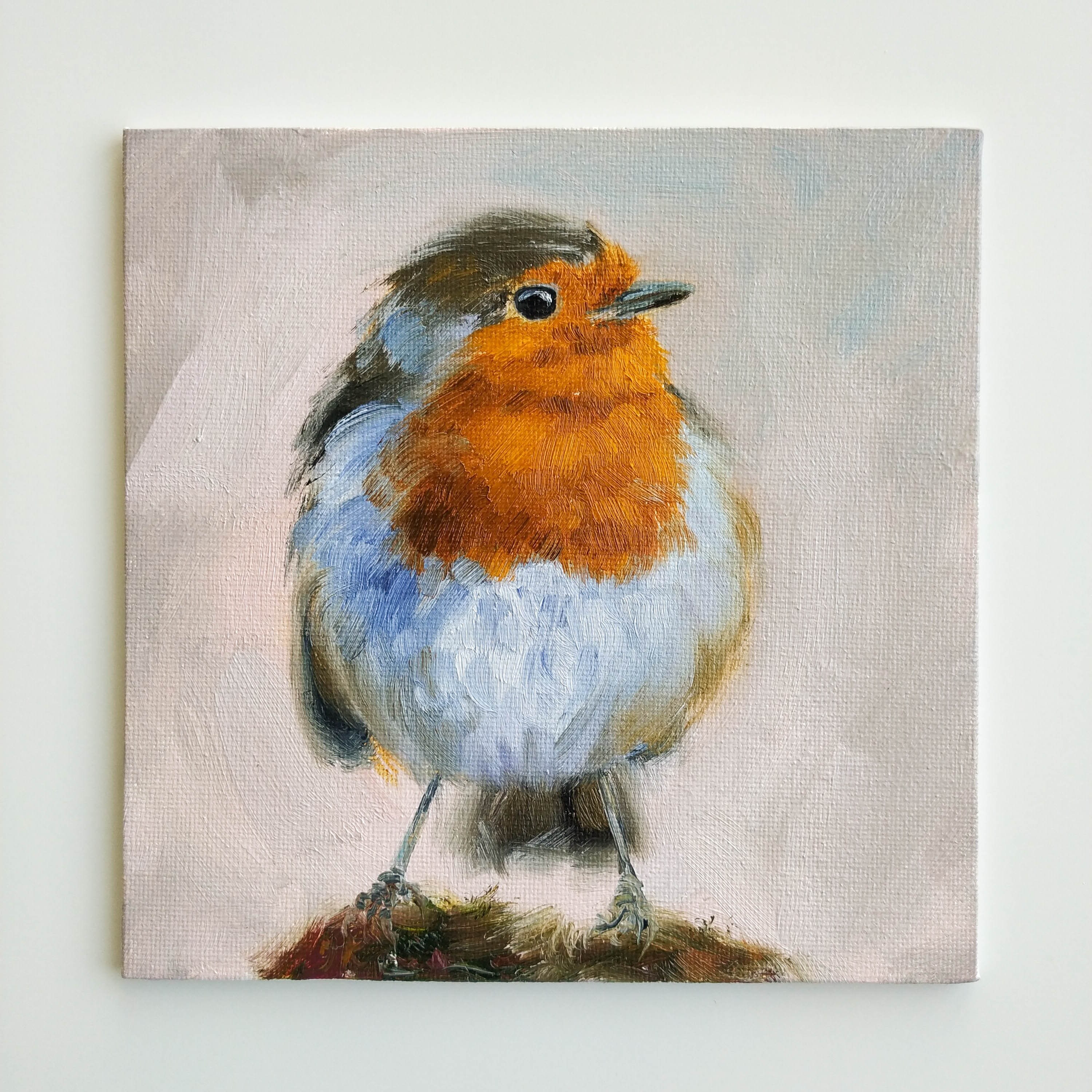 Robin Painting Original Bird Oil Artwork on Canvas Panel 6 by | Etsy