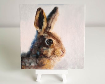 Bunny Art Painting Rabbit Canvas Art Rabbit Oil Original | Etsy