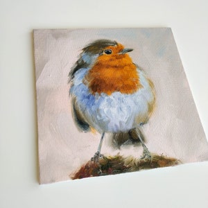 Robin Painting Original Bird Oil Artwork on Canvas Panel 6 by - Etsy