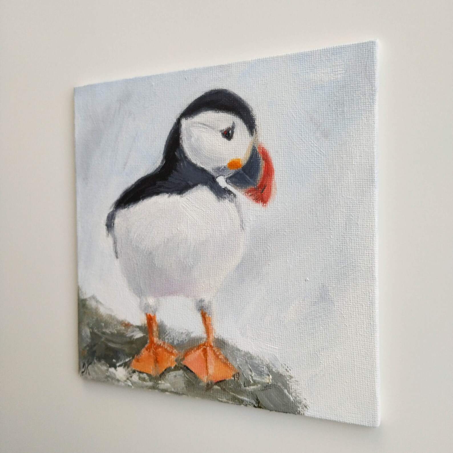 Puffin Painting Original Bird Ireland Artwork on Canvas 6 by - Etsy