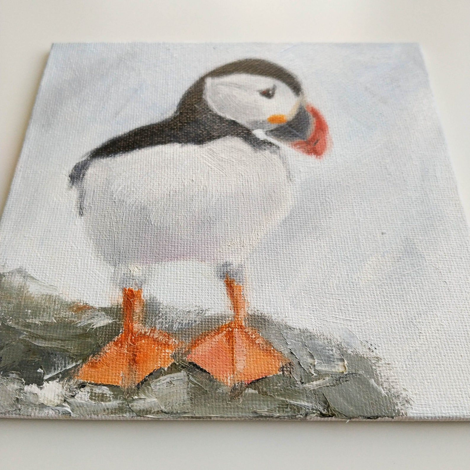 Puffin Painting Original Bird Ireland Artwork on Canvas 6 by | Etsy