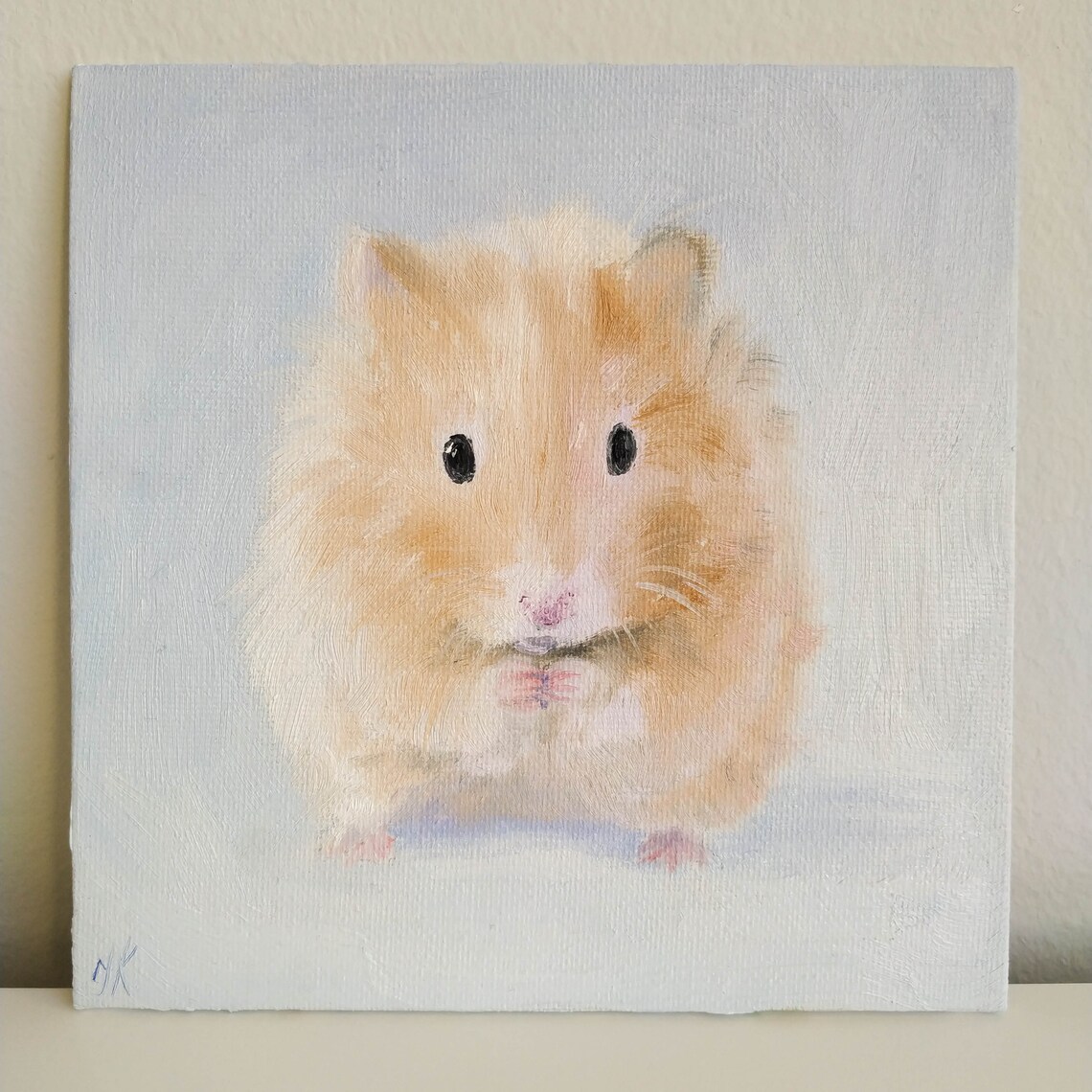 Hamster painting Original animal artwork Miniature wall art on | Etsy