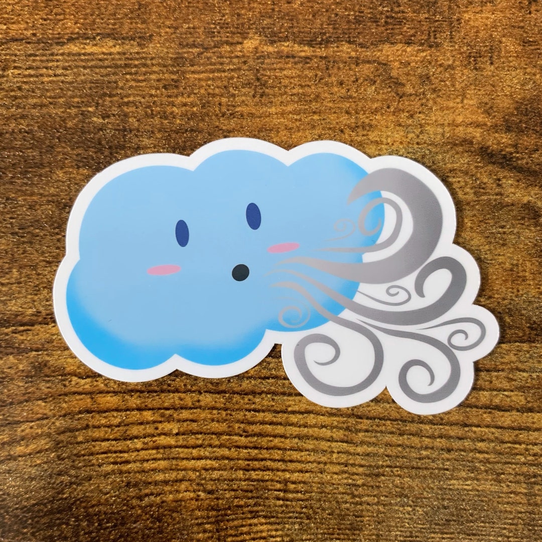 Windy Day Sticker, Cloud Sticker, Laptop Sticker, Waterbottle Sticker ...