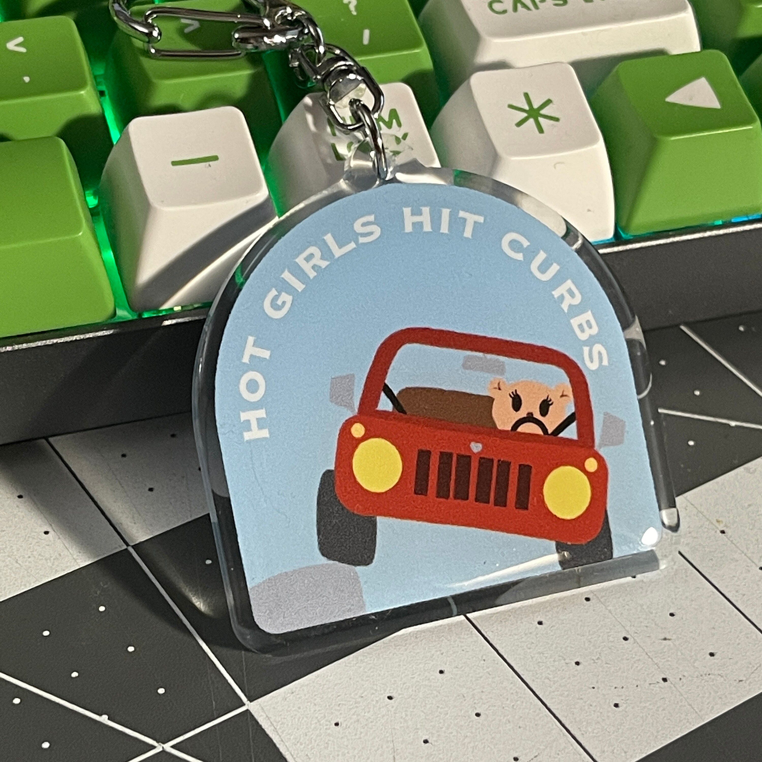 Hot Girls Hit Curbs Keychain, Funny Gift for Her, Bag Decor, Car ...