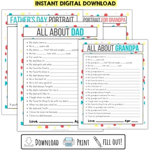 Greeting Cards Paper Fill In The Blank Printable for Kids Grandpa ...