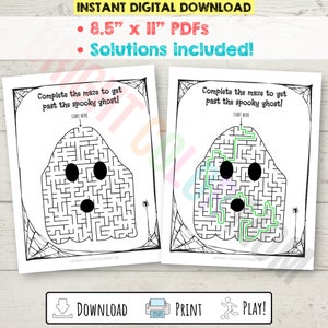 Printable Halloween Mazes for Kids Spooky Creepy Fun Maze Instant ...