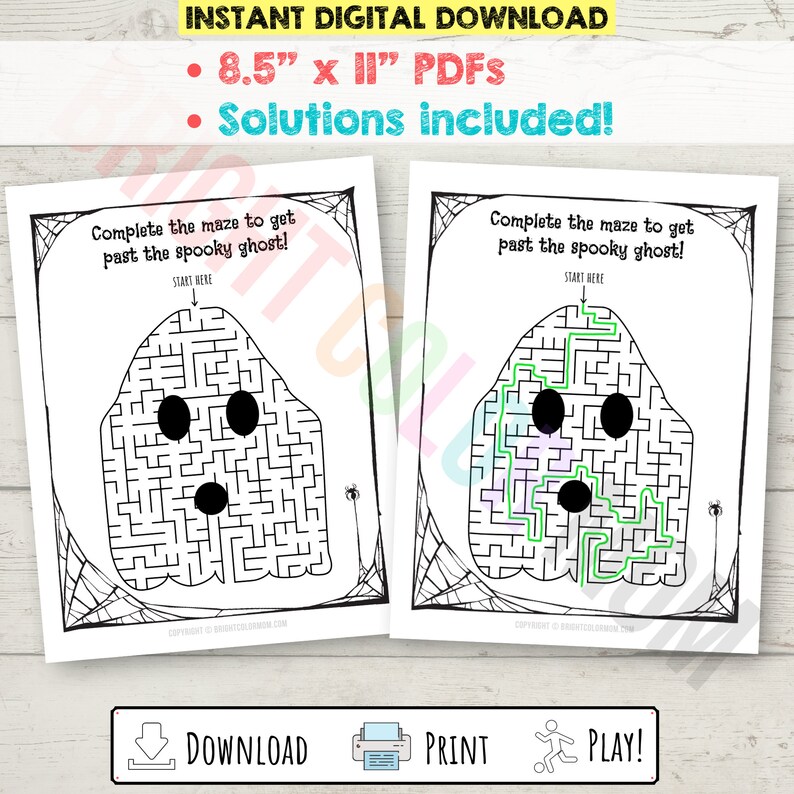 Printable Halloween Mazes for Kids Spooky Creepy Fun Maze - Etsy