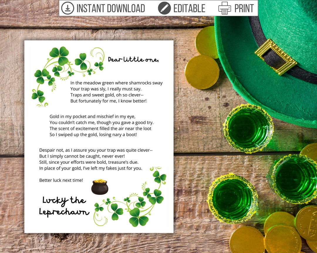 Editable Printable Leprechaun Poem, Letter From a Leprechaun for Kids ...