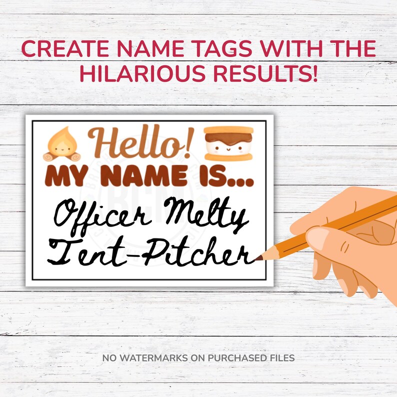 S'mores Name Game: Printable Camping Birthday Party Activity (digital ...