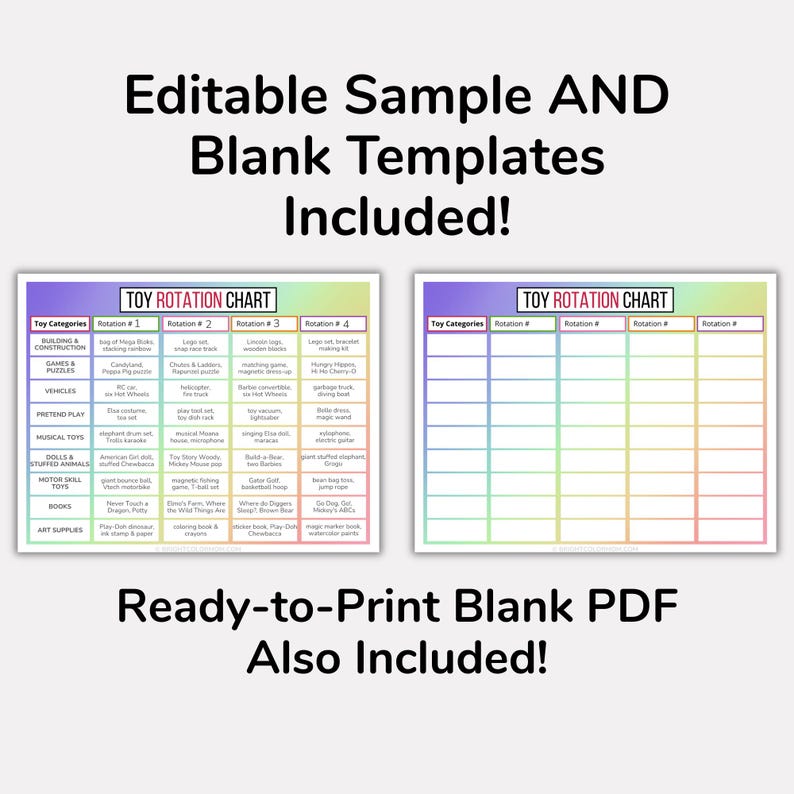 Toy Rotation Chart Template, Playtime Inventory List Tracker and ...