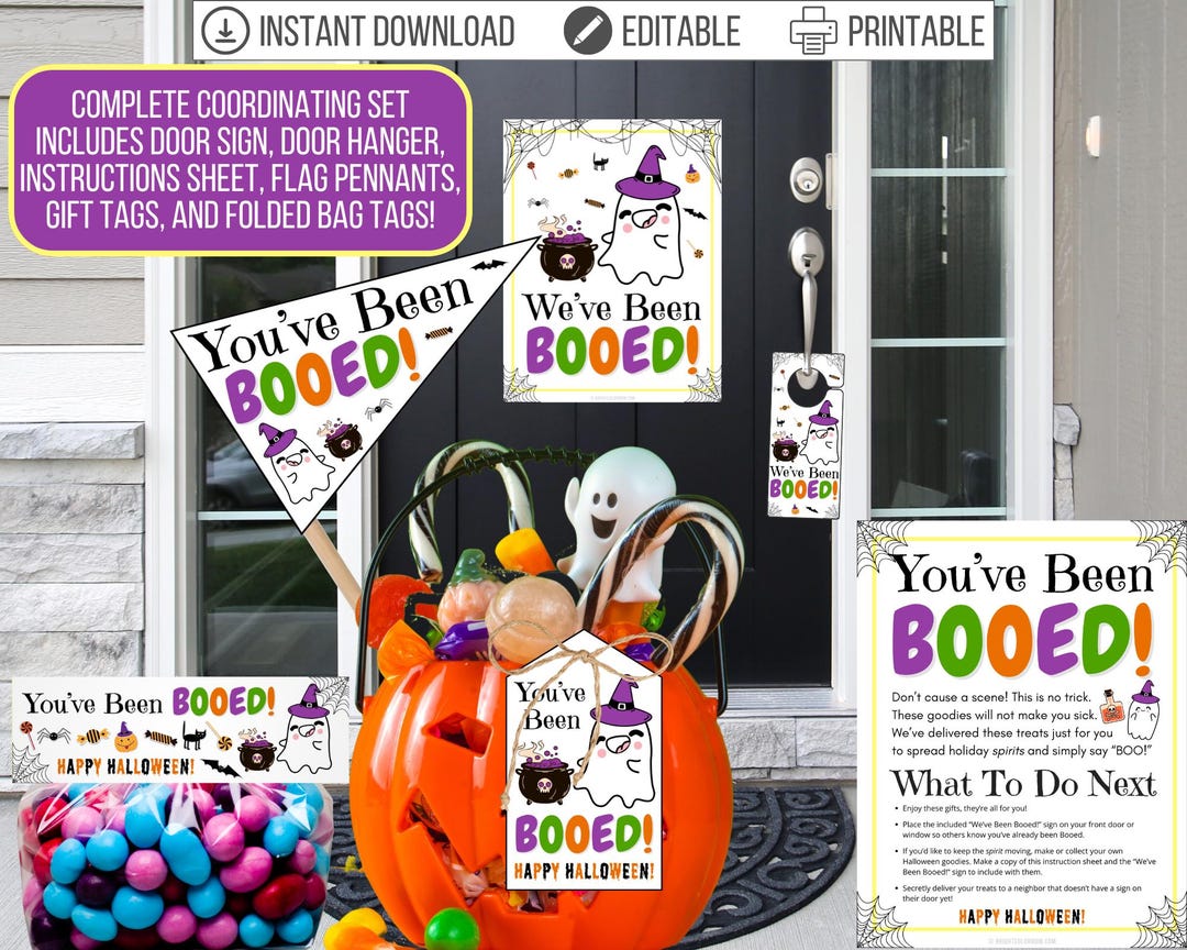 Printable You've Been BOOED Signs and Instructions, Editable We've Been ...