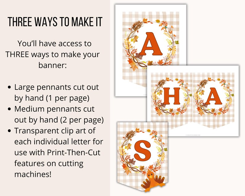 Printable Happy Thanksgiving Banner, PDF Thankful Harvest Flags, PNG ...