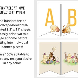 Classic Winnie-the-pooh Baby Shower Banner Flags, Editable Printable ...