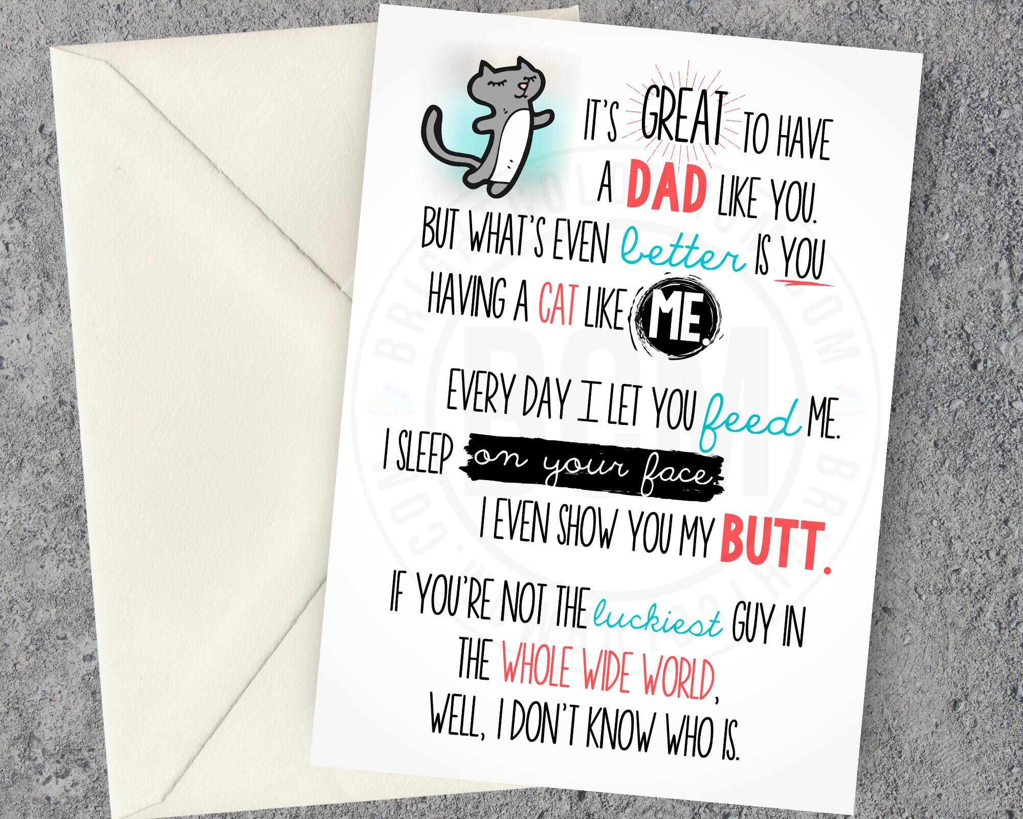 Printable Father's Day Card From Cat, Fur Baby Dad's Day Card, Funny ...
