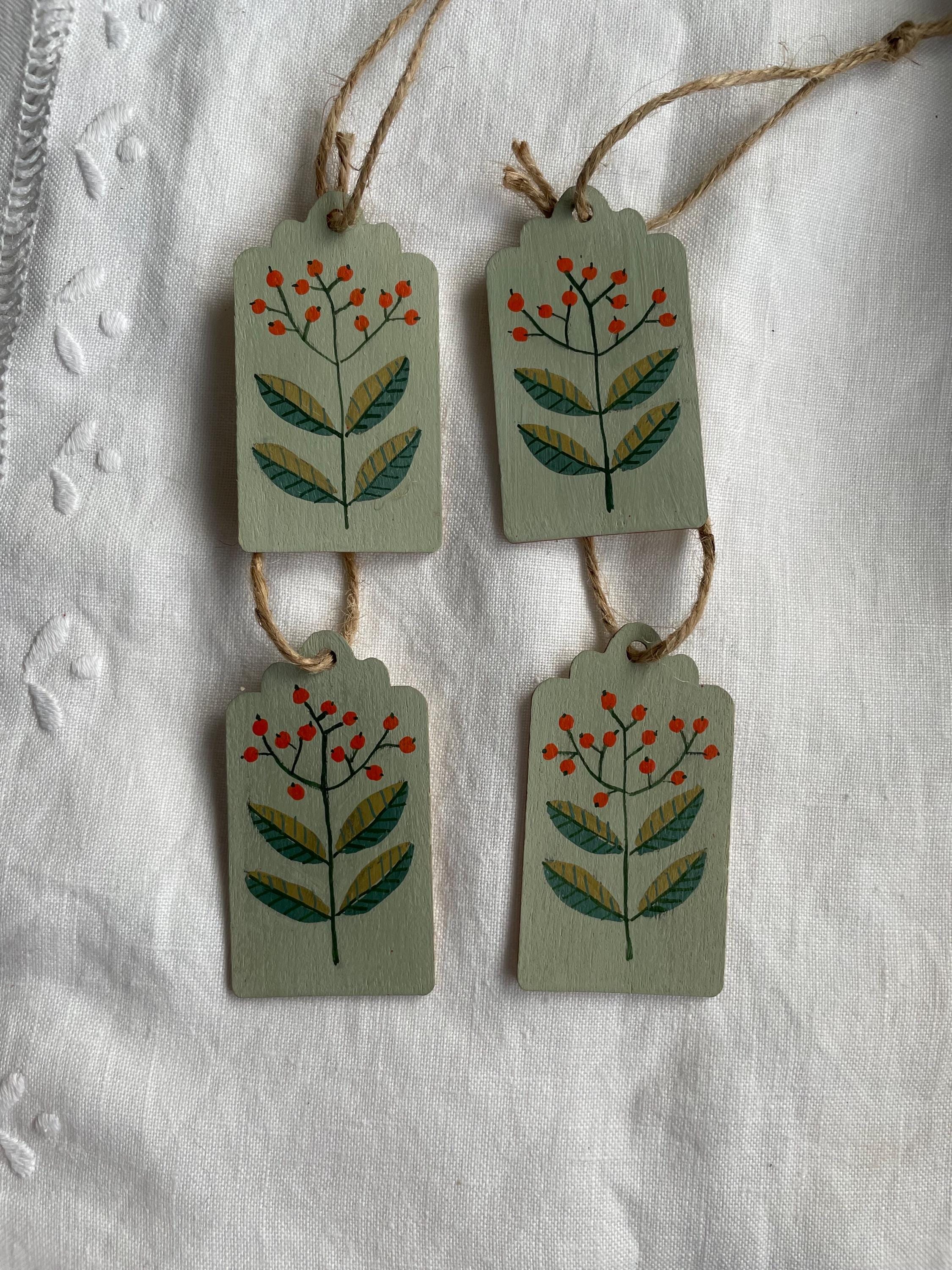 Set of 4 Hand Painted Wooden Gift Tags - Etsy