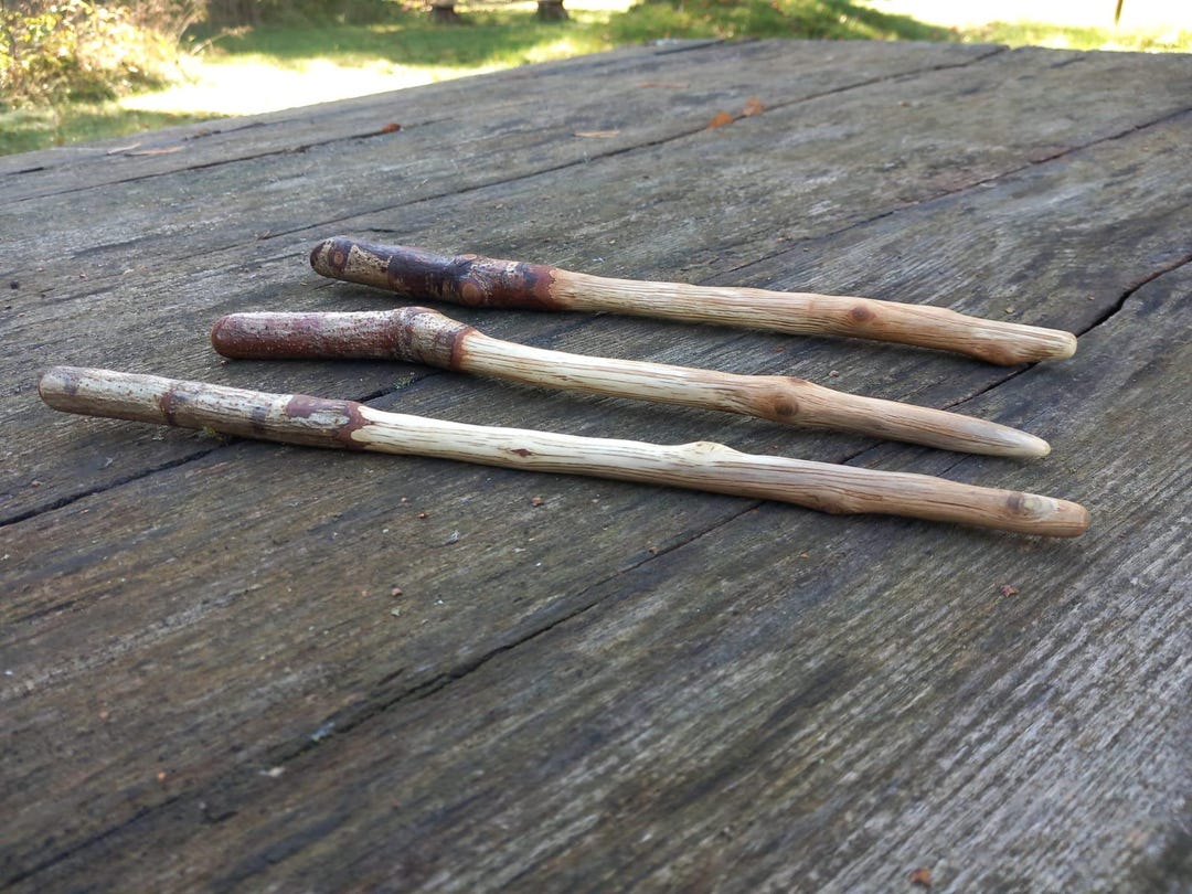 Oak Wood Wand Finished Spalted, Unique, With Bark Real Magic Wand ...