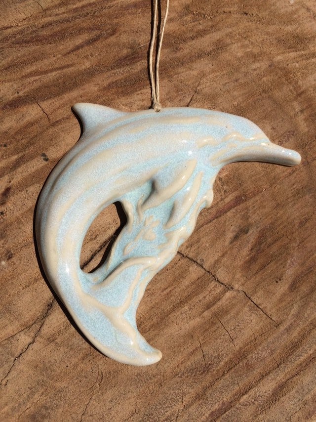 Pottery Dolphin Ornament Hawaiian Spinner Dolphin Handmade | Etsy