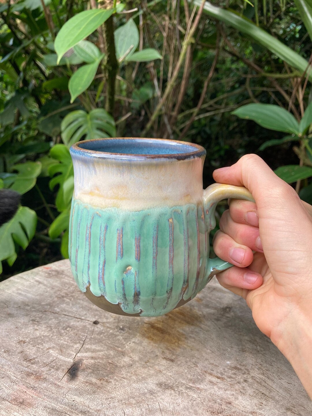 Pastel Pottery Mug Carved Pottery Coffee Mug Wheelthrown Mug Ceramic ...